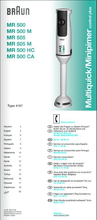 Batidora Minipimer MR 500 M - 1.800 Productos Braun diseñados por ...